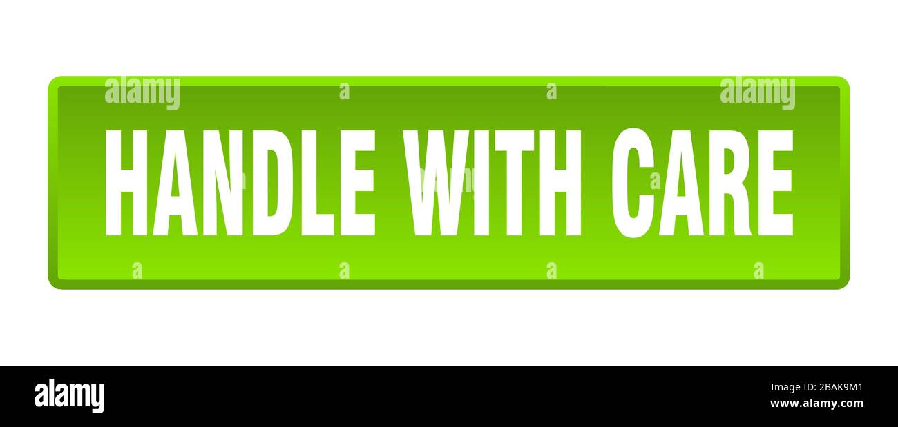 handle with care button. handle with care square green push button ...