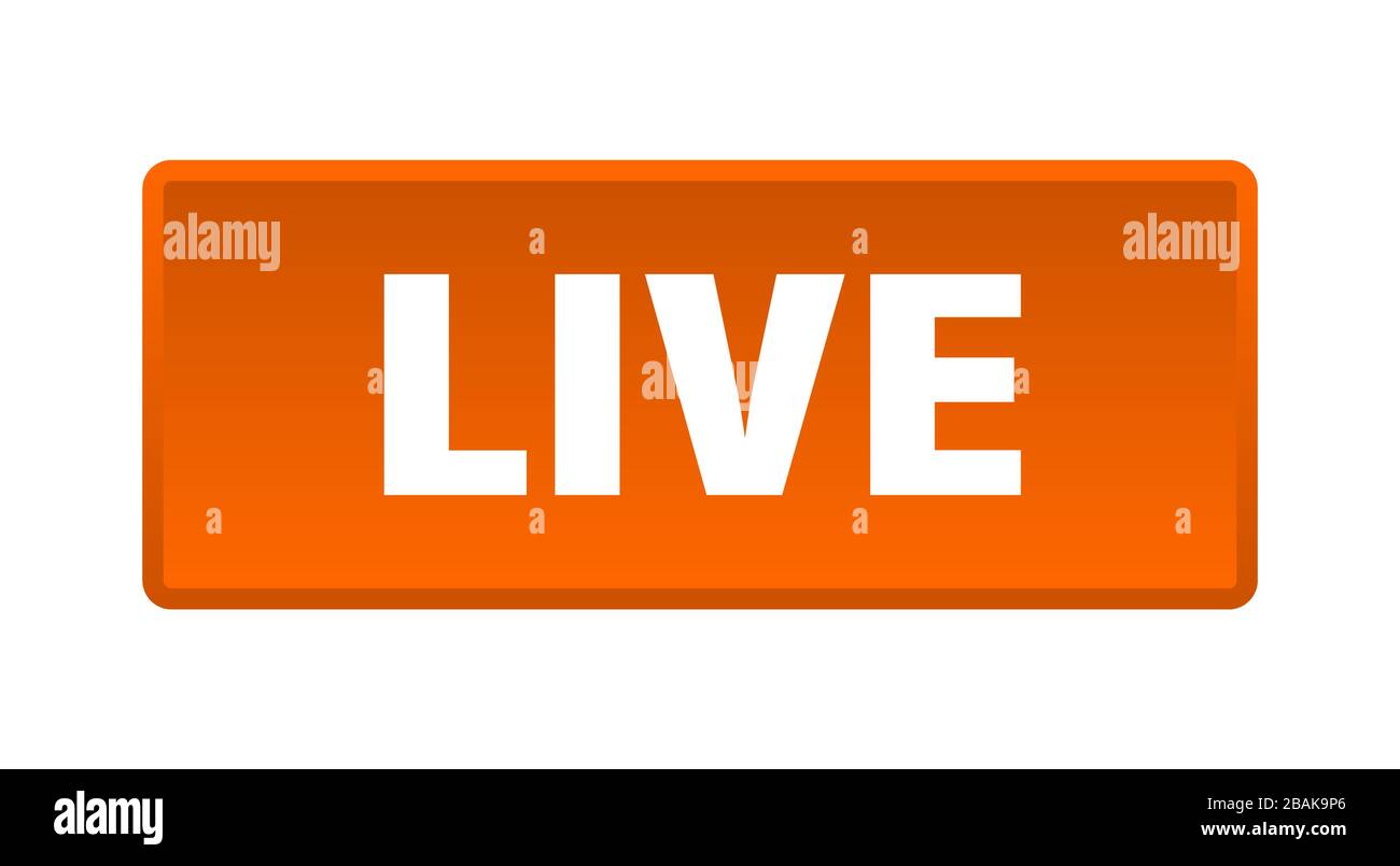 live button. live square orange push button Stock Vector Image & Art - Alamy