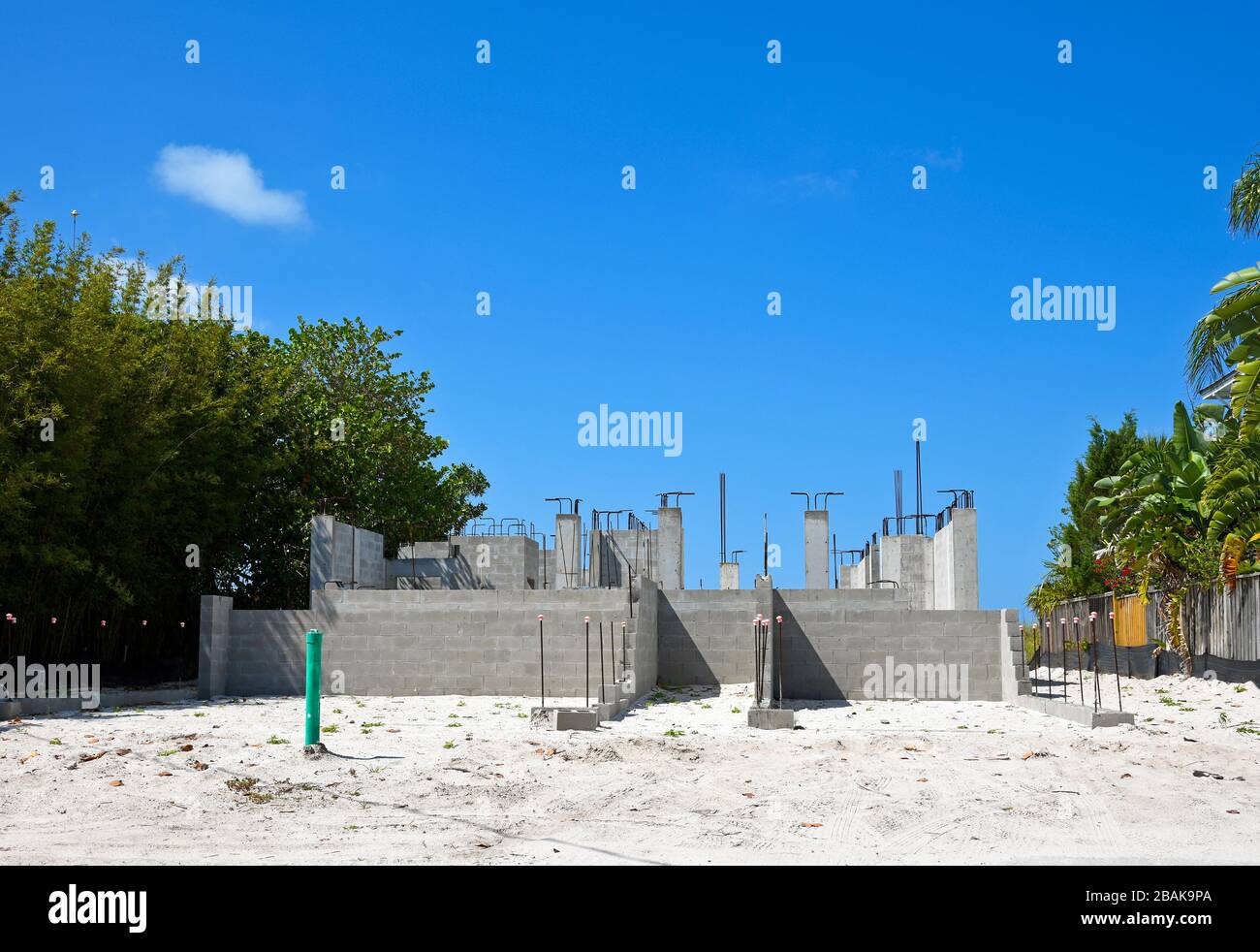 Foundation Being Constructed for a Large New Beach House Stock Photo ...