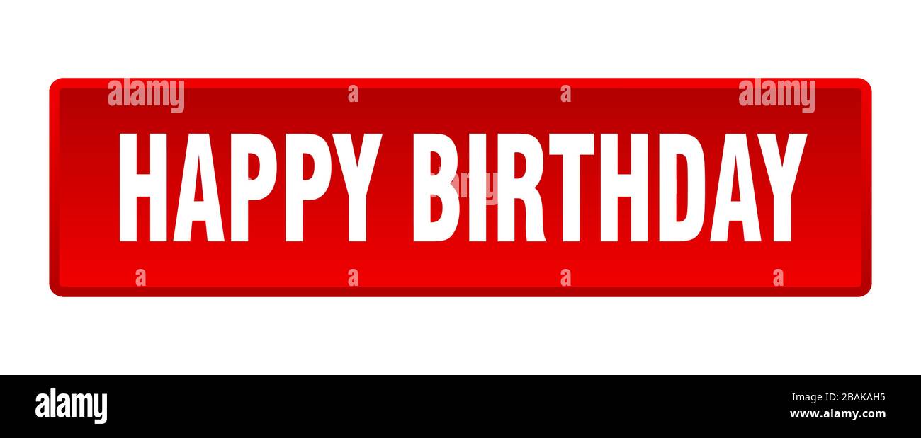 happy birthday button. happy birthday square red push button Stock ...