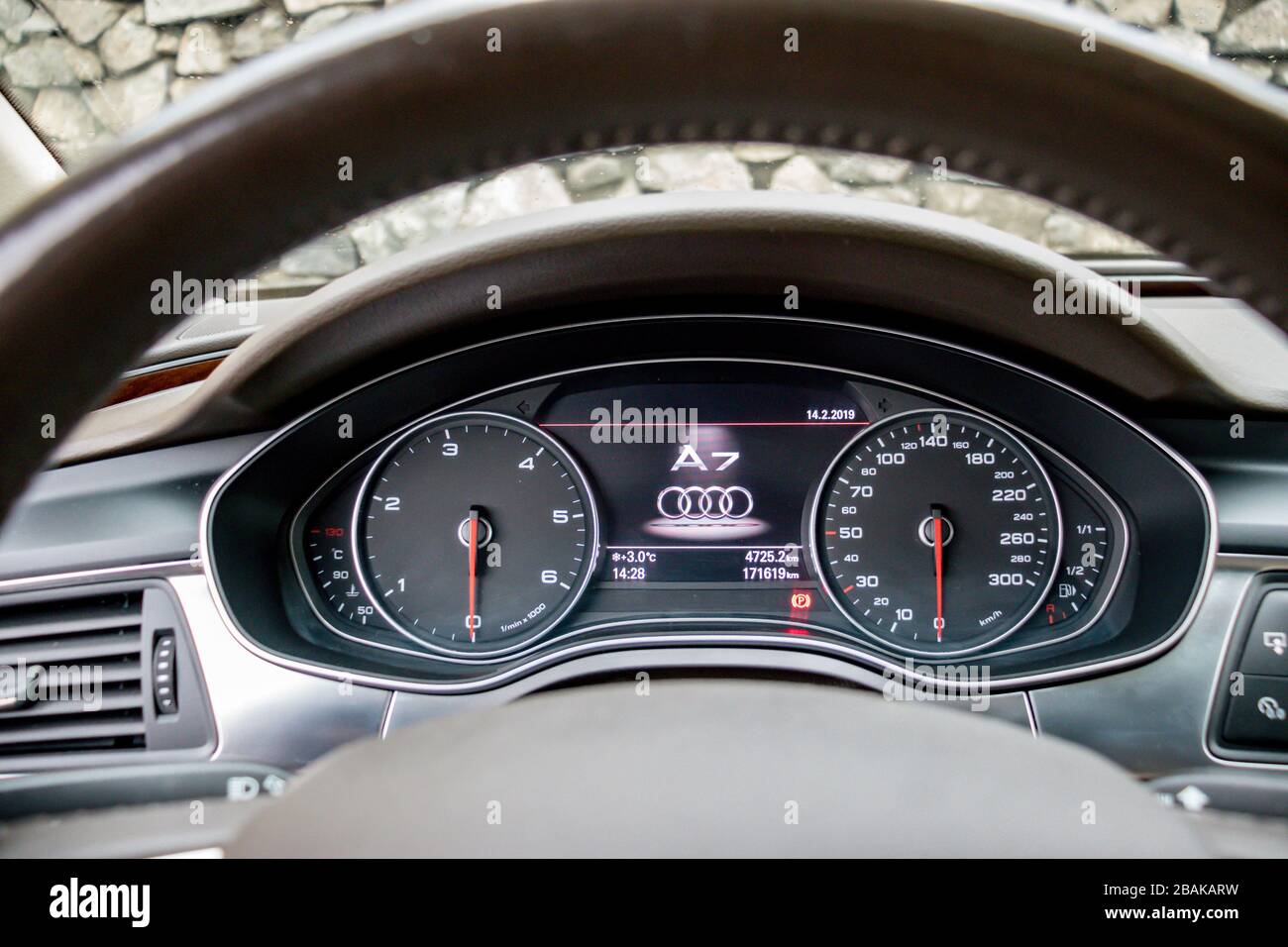 Car dashboard instrument cluster.Car panel indicators, yellow, red ...