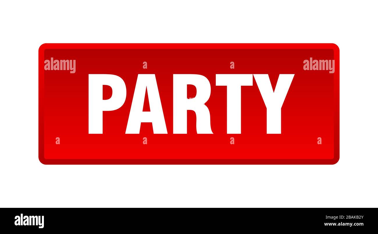 party button. party square red push button Stock Vector Image & Art - Alamy