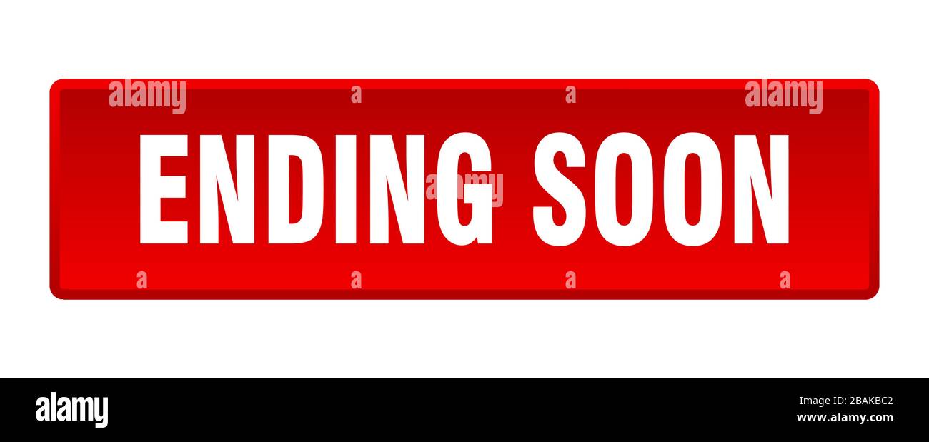 ending soon button. ending soon square red push button Stock Vector ...