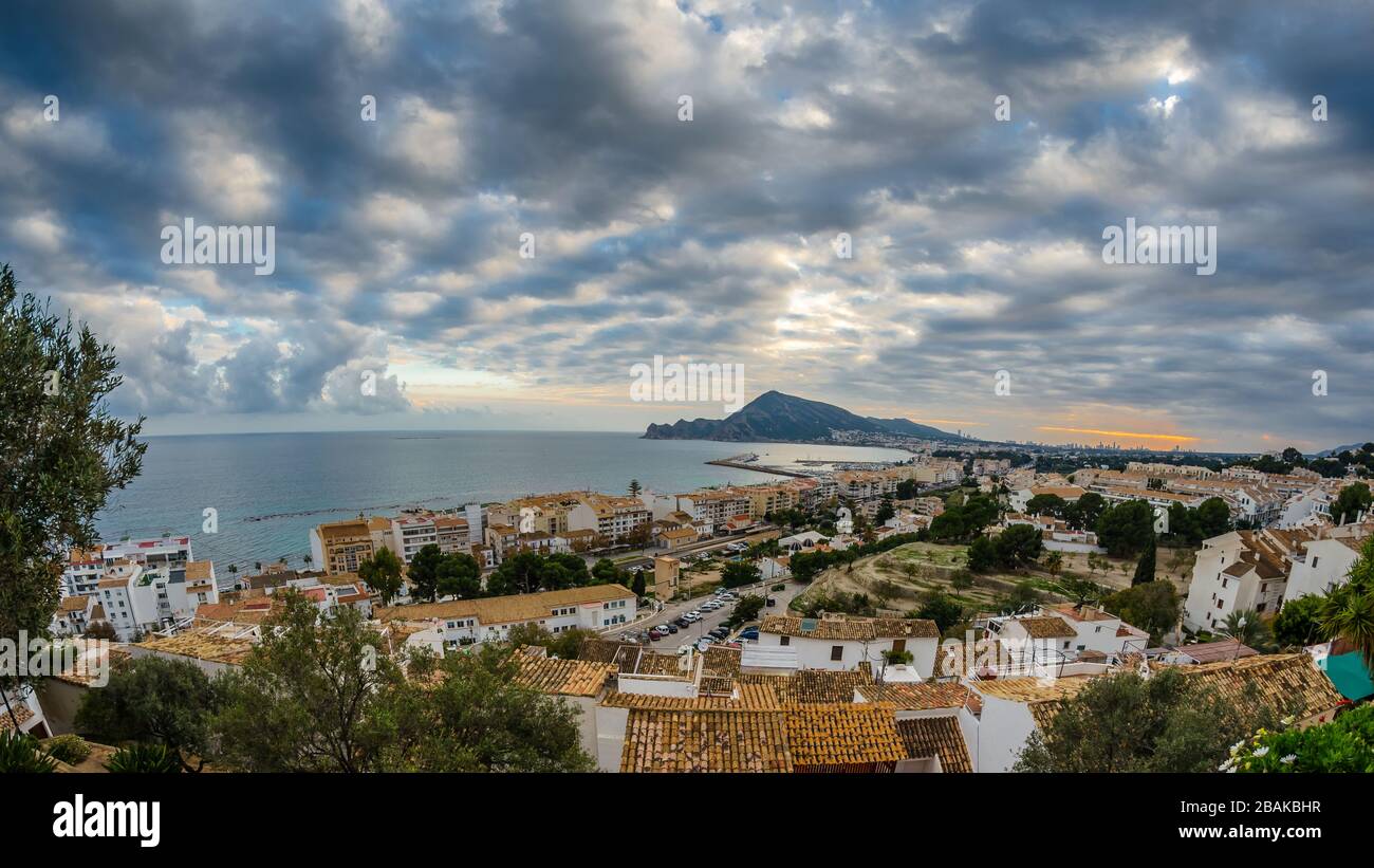 View of the Mediterranean village of Altea, Alicante province, Spain ...