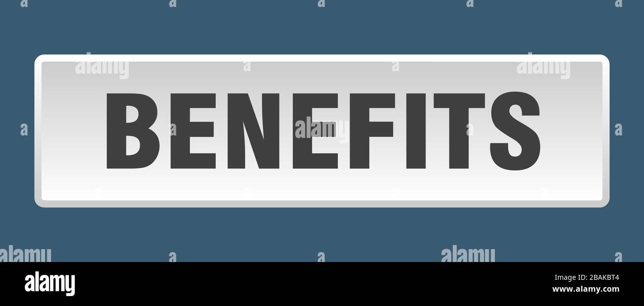 benefits button. benefits square white push button Stock Vector Image ...