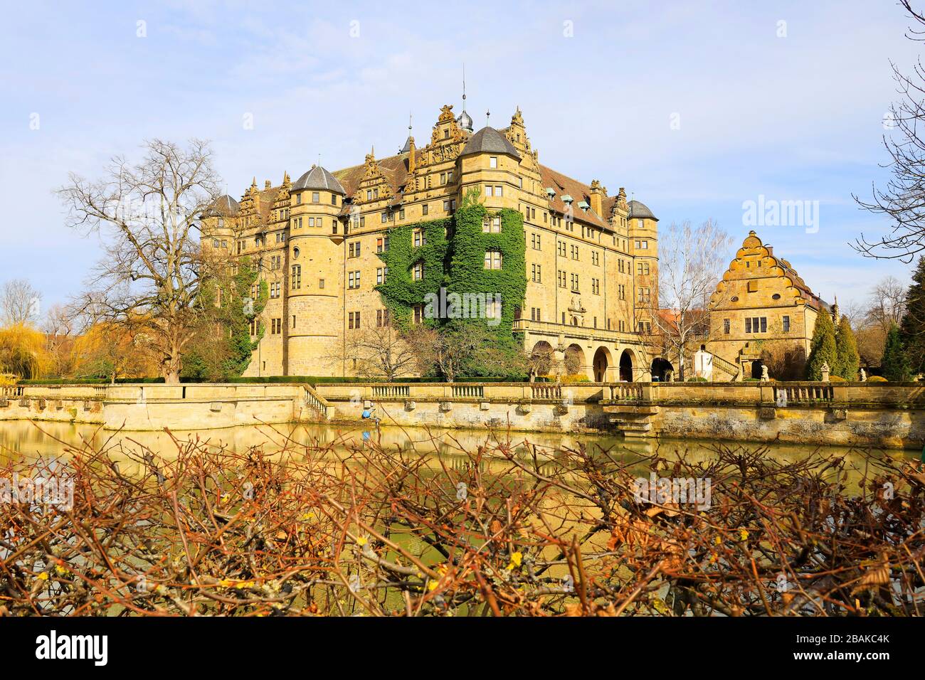 Moated castle in Neuenstein, Germany, Europe Stock Photo - Alamy