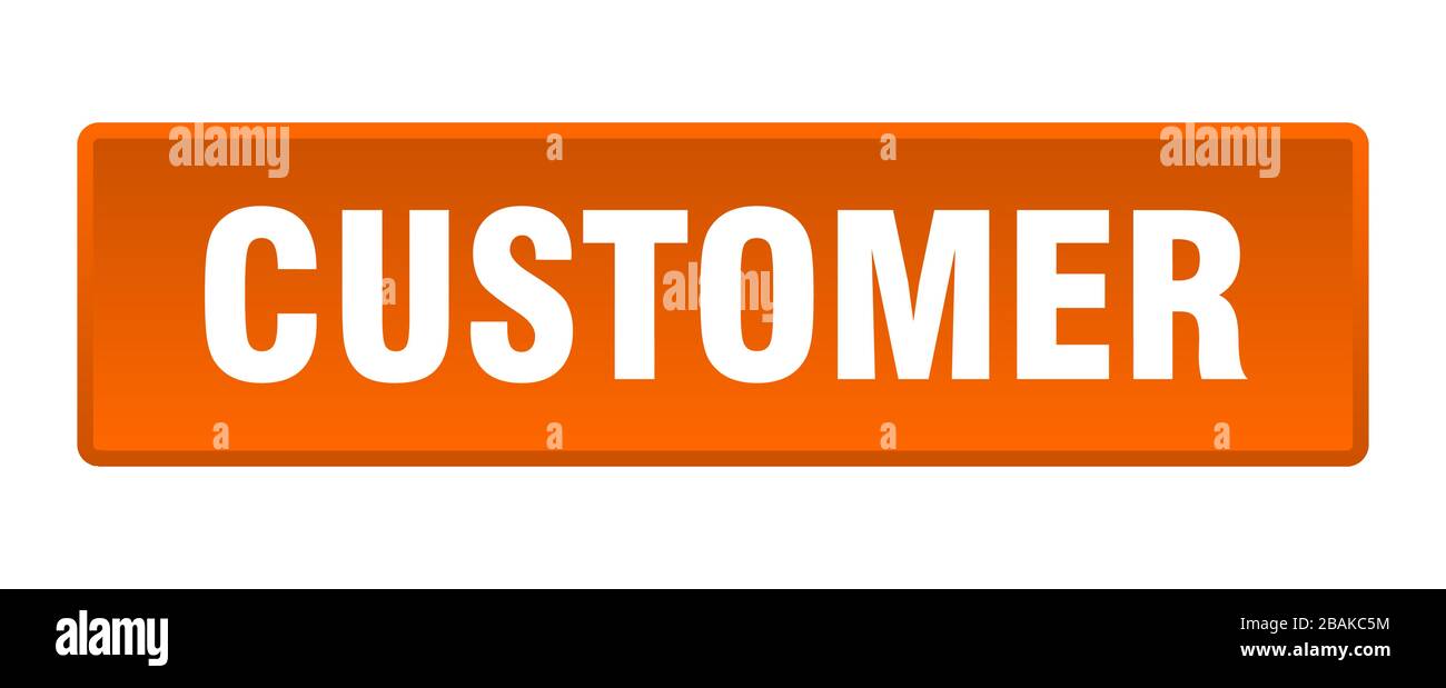 customer button. customer square orange push button Stock Vector Image ...