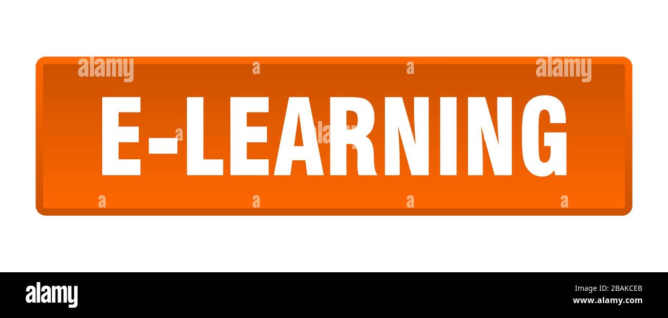 e-learning button. e-learning square orange push button Stock Vector ...