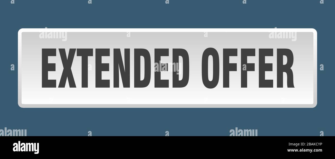 extended offer button. extended offer square white push button Stock ...