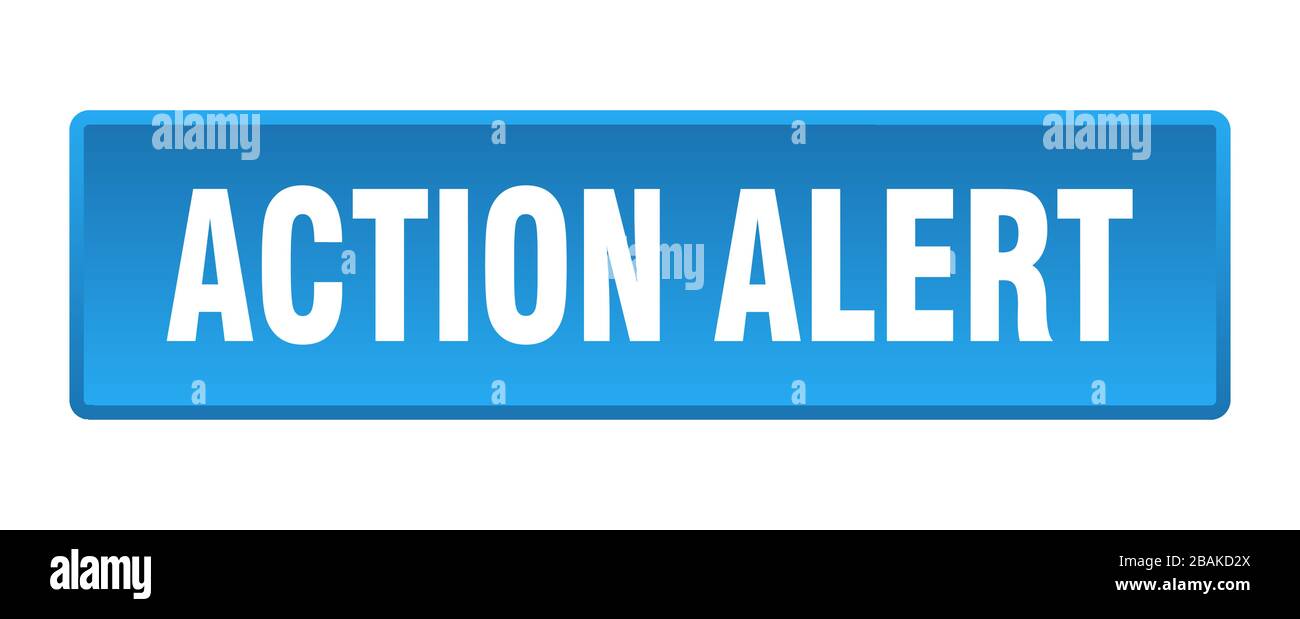 action alert button. action alert square blue push button Stock Vector ...