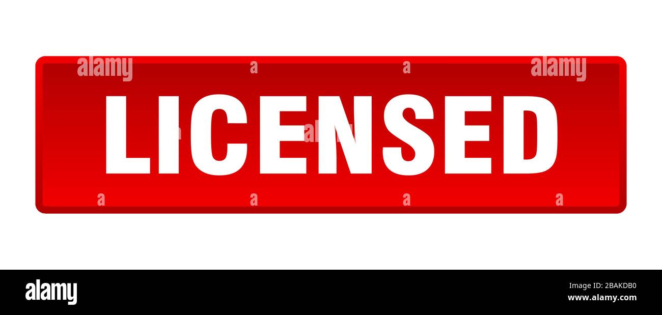 licensed button. licensed square red push button Stock Vector Image ...