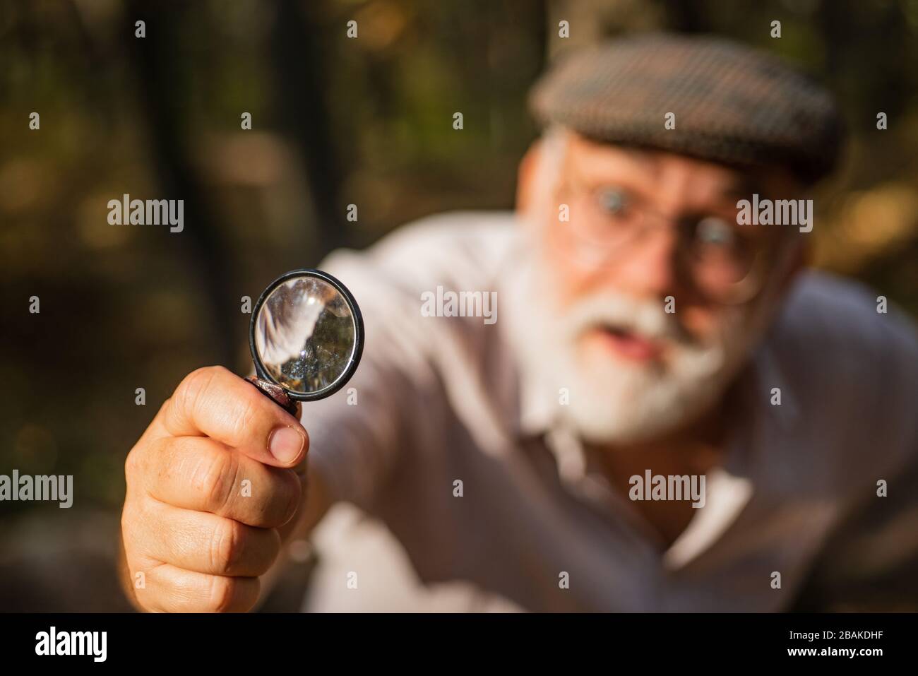 Magnifying glass selective focus. Research and discovery. Magnifying ...