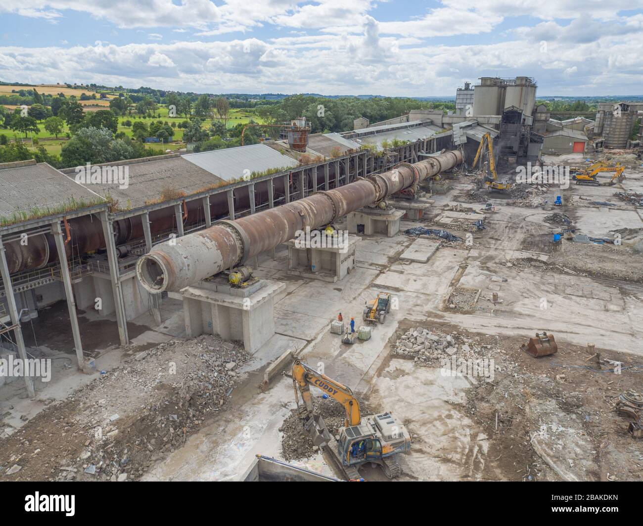 The kiln demolition at Westbury Cement Works in Wiltshire Stock Photo ...