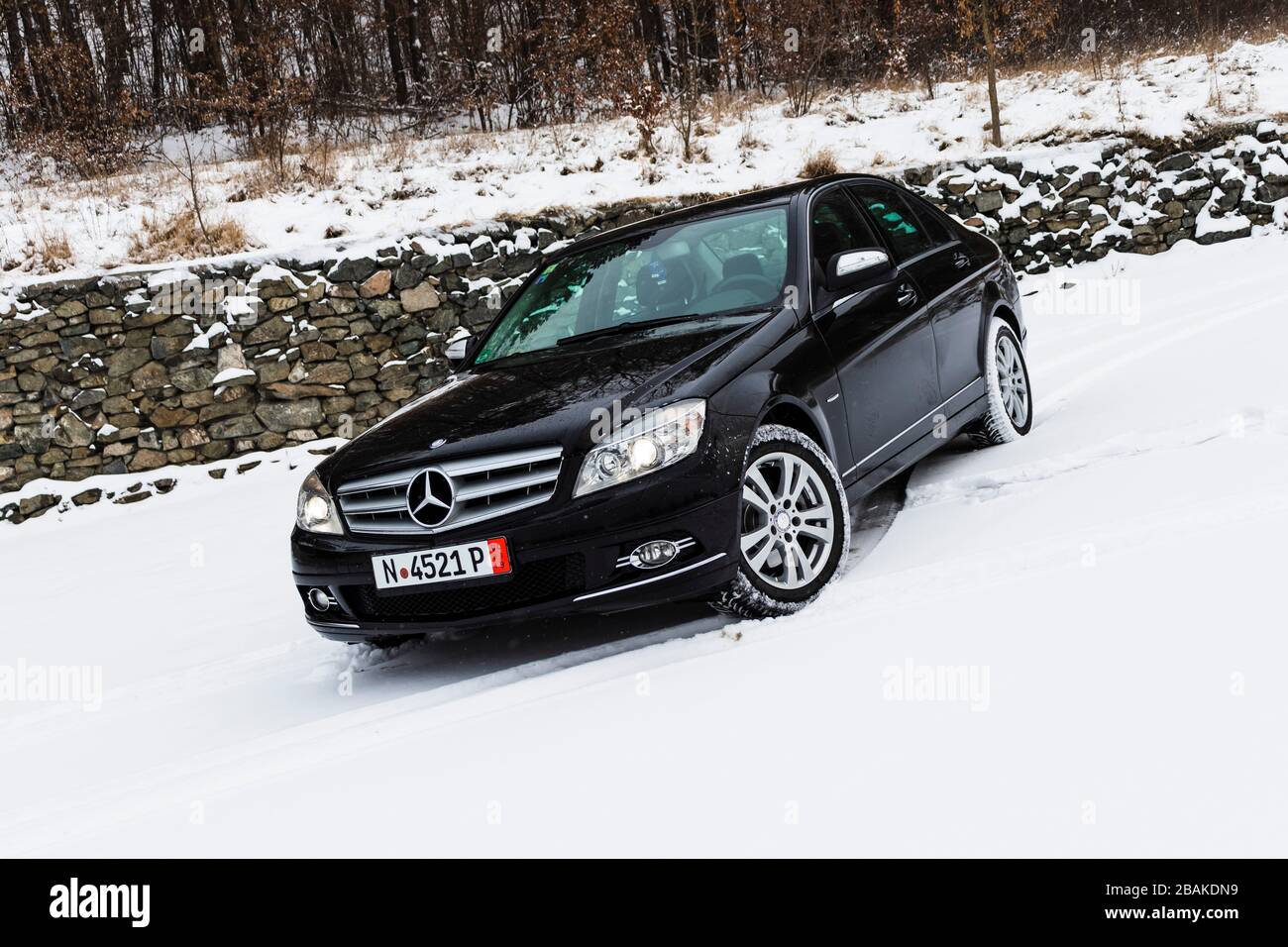 Mercedes Benz W204, year 2008, Avantgarde trim, isolated in an empty ...