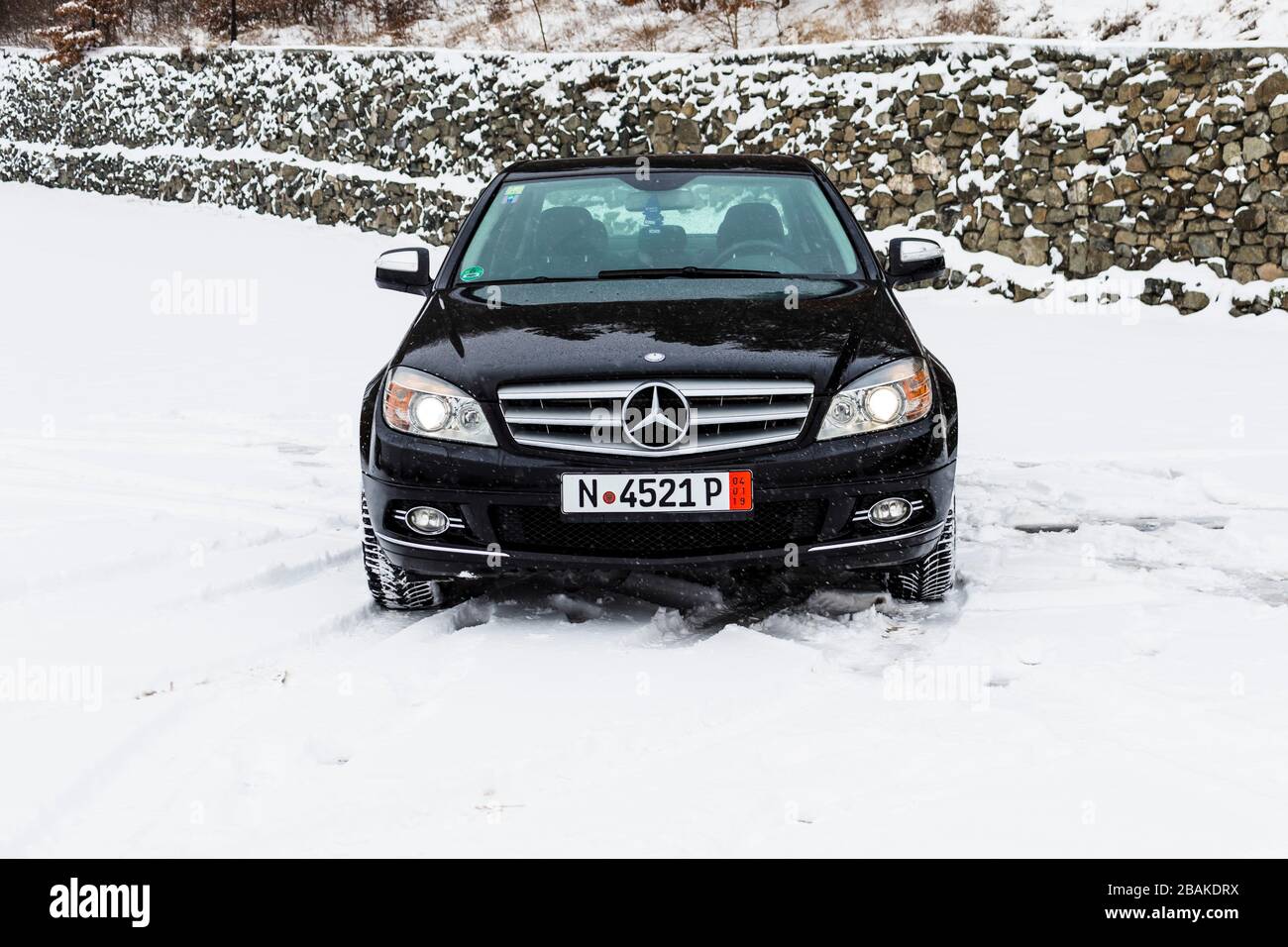 Mercedes Benz W204, year 2008, Avantgarde trim, isolated in an empty ...