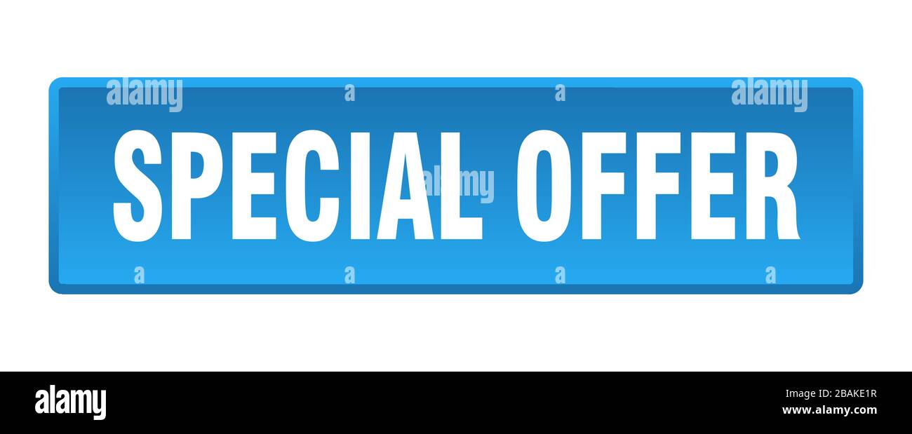 special offer button. special offer square blue push button Stock ...