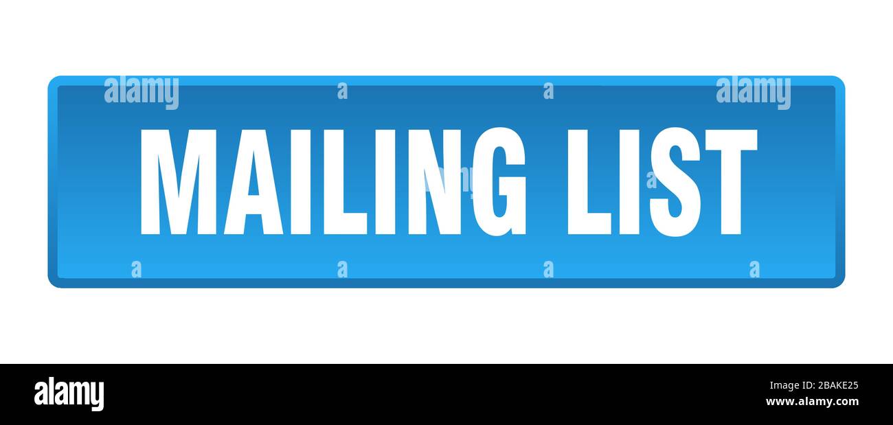mailing list button. mailing list square blue push button Stock Vector ...