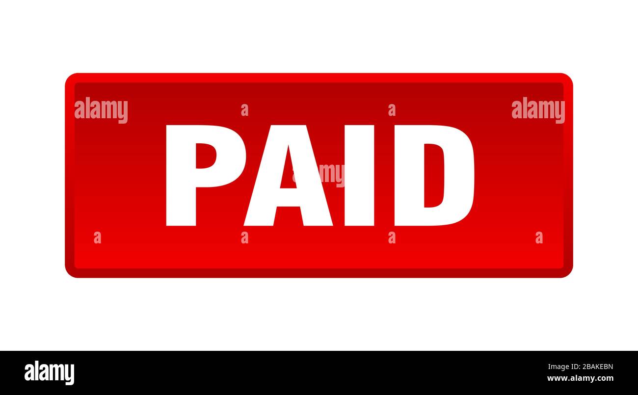 paid button. paid square red push button Stock Vector Image & Art - Alamy