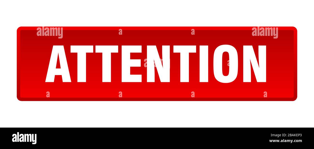 attention button. attention square red push button Stock Vector Image ...
