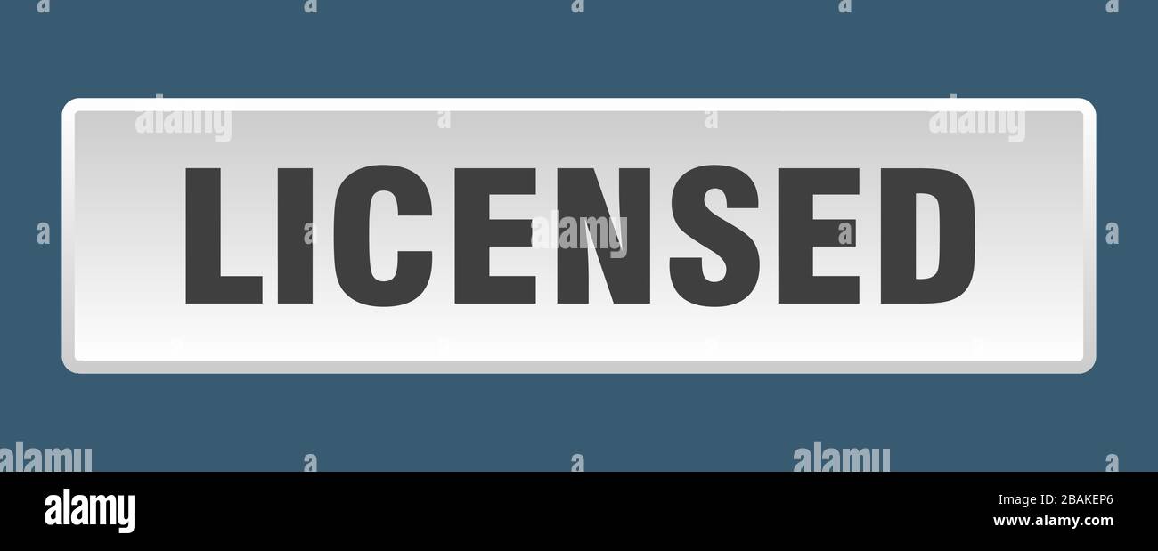 licensed button. licensed square white push button Stock Vector Image & Art - Alamy