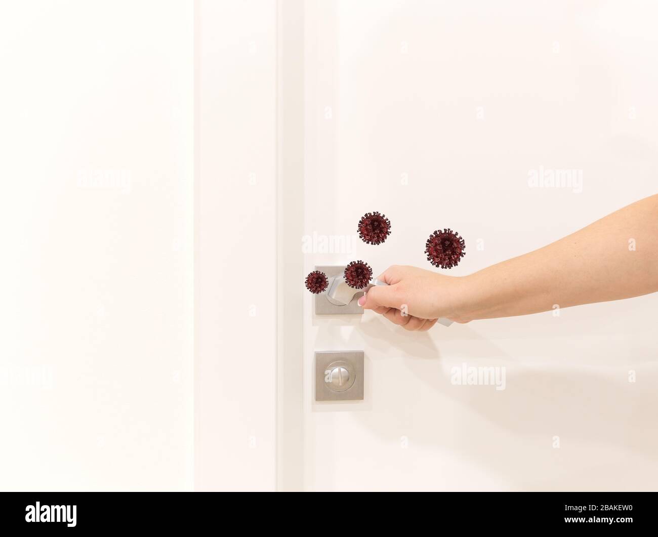 Coronavirus cell on the door handle, virus concept Stock Photo - Alamy