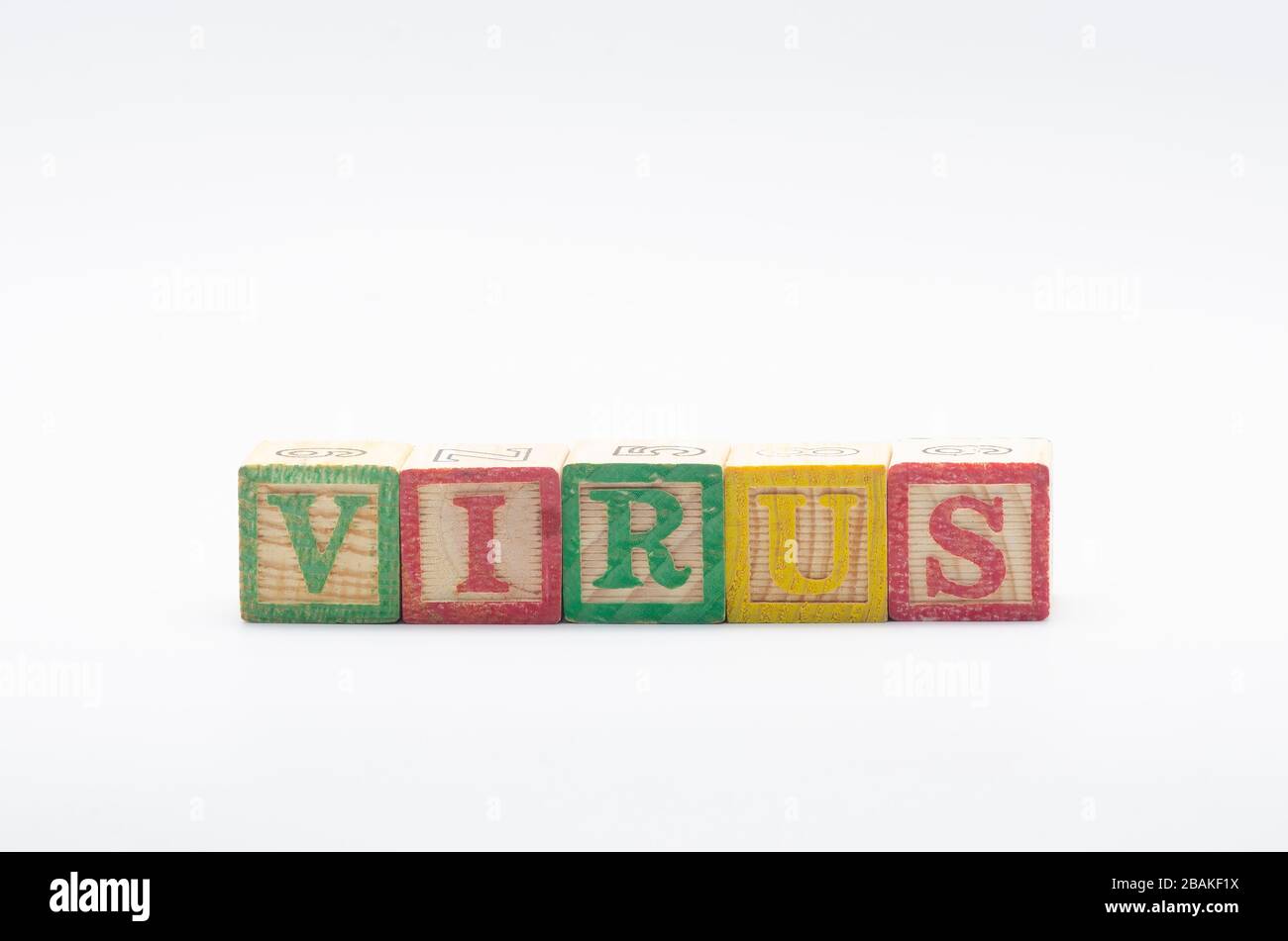 word virus using alphabet block isolated on white background Stock ...