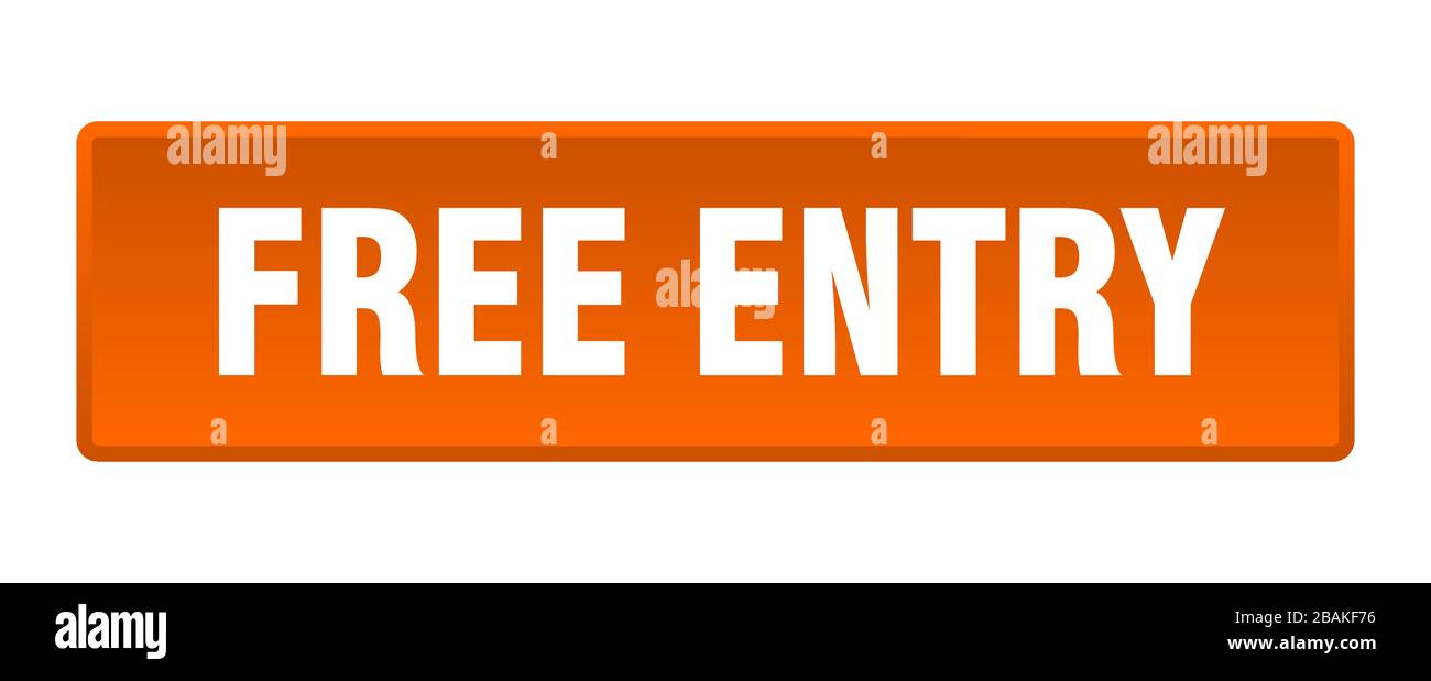 free entry button. free entry square orange push button Stock Vector ...