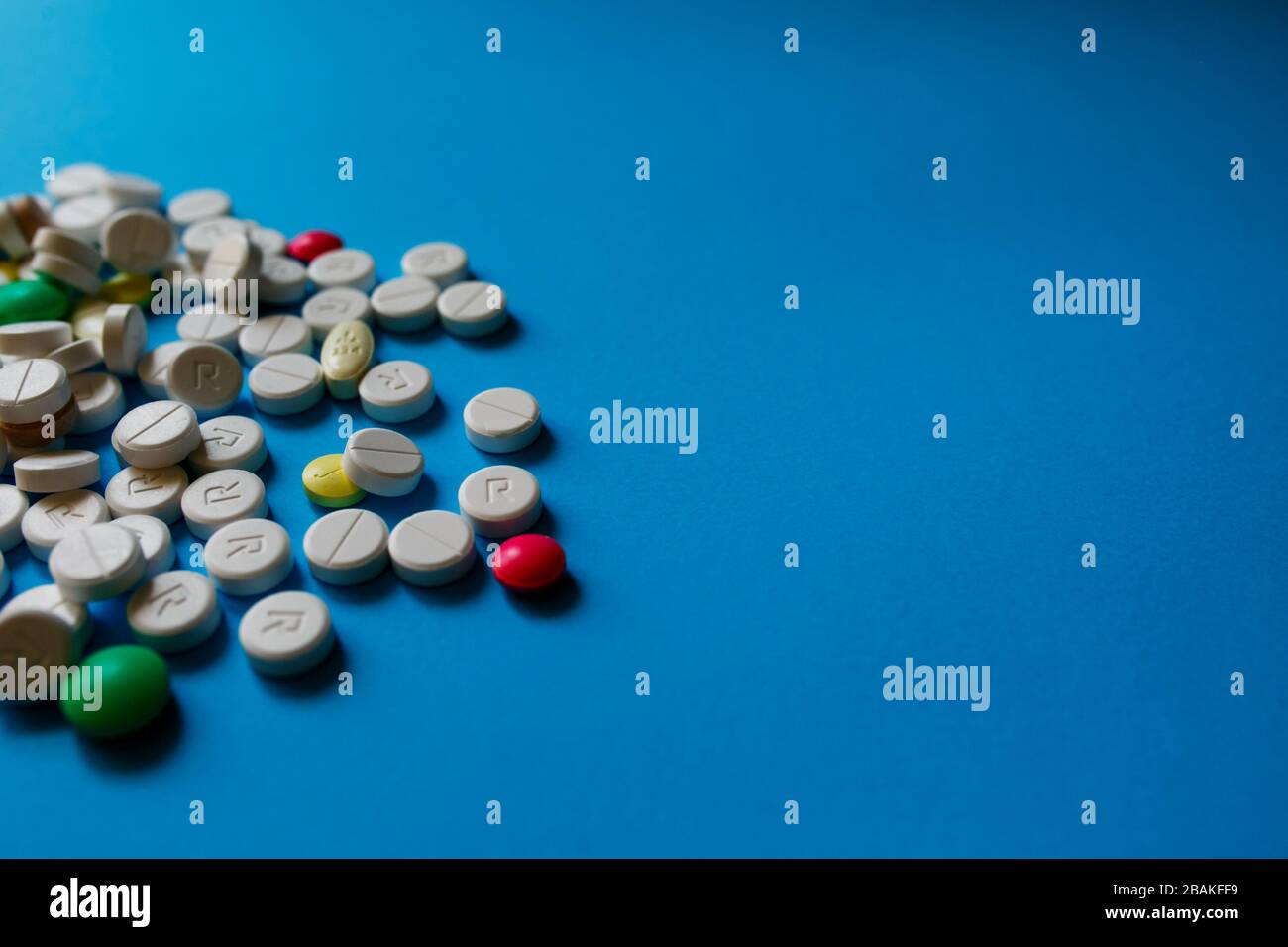 Assorted pharmaceutical medicine pills, tablets and capsules.Pills ...