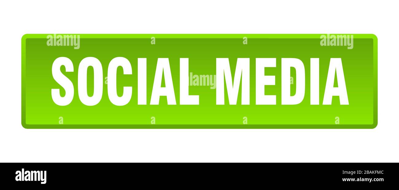 social media button. social media square green push button Stock Vector ...