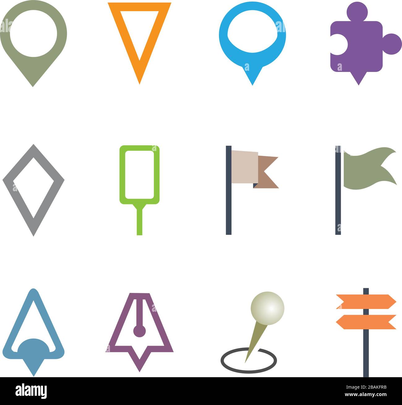 GPS Map Pointer Set Isolated Vector Illustration Icon. Map Pin Concept Symbol on White ...