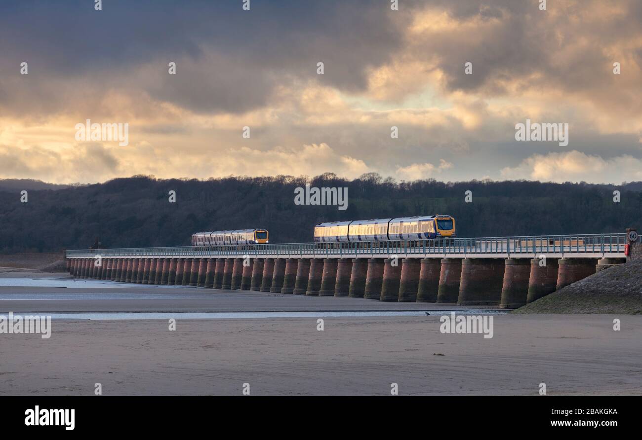 CAF Civity class 195 diesel trains operated by Northern Rail crossing ...