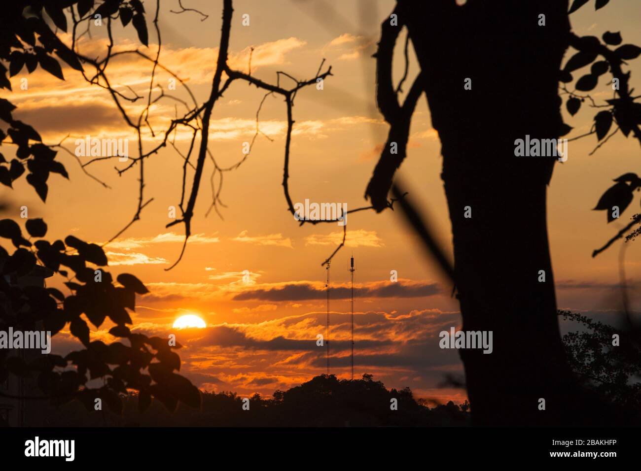 Beautiful sunset under the setting sun Stock Photo - Alamy
