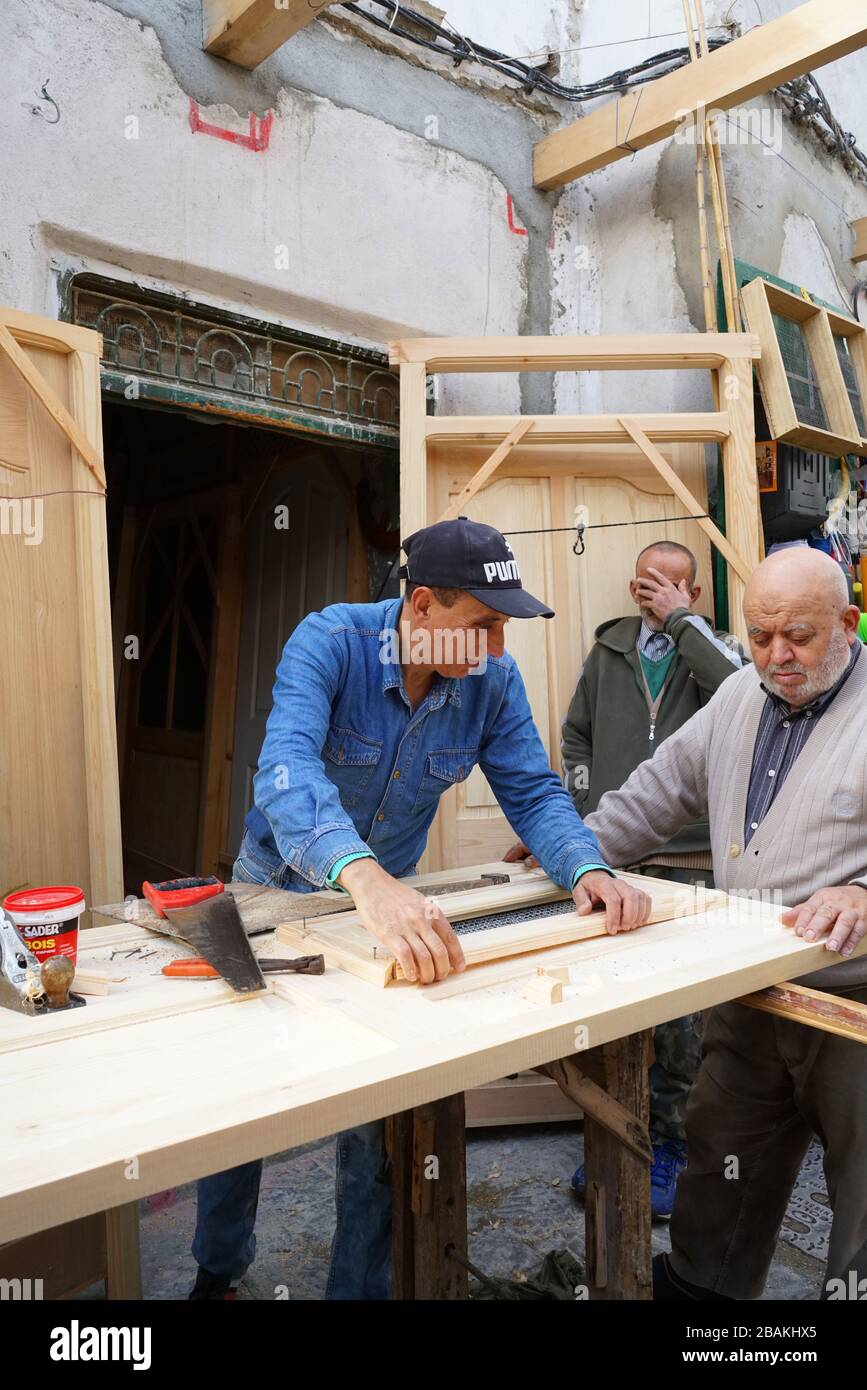 Craftsman carpenter, old souk market, Medina,Tétouan, or Tetouan city ...