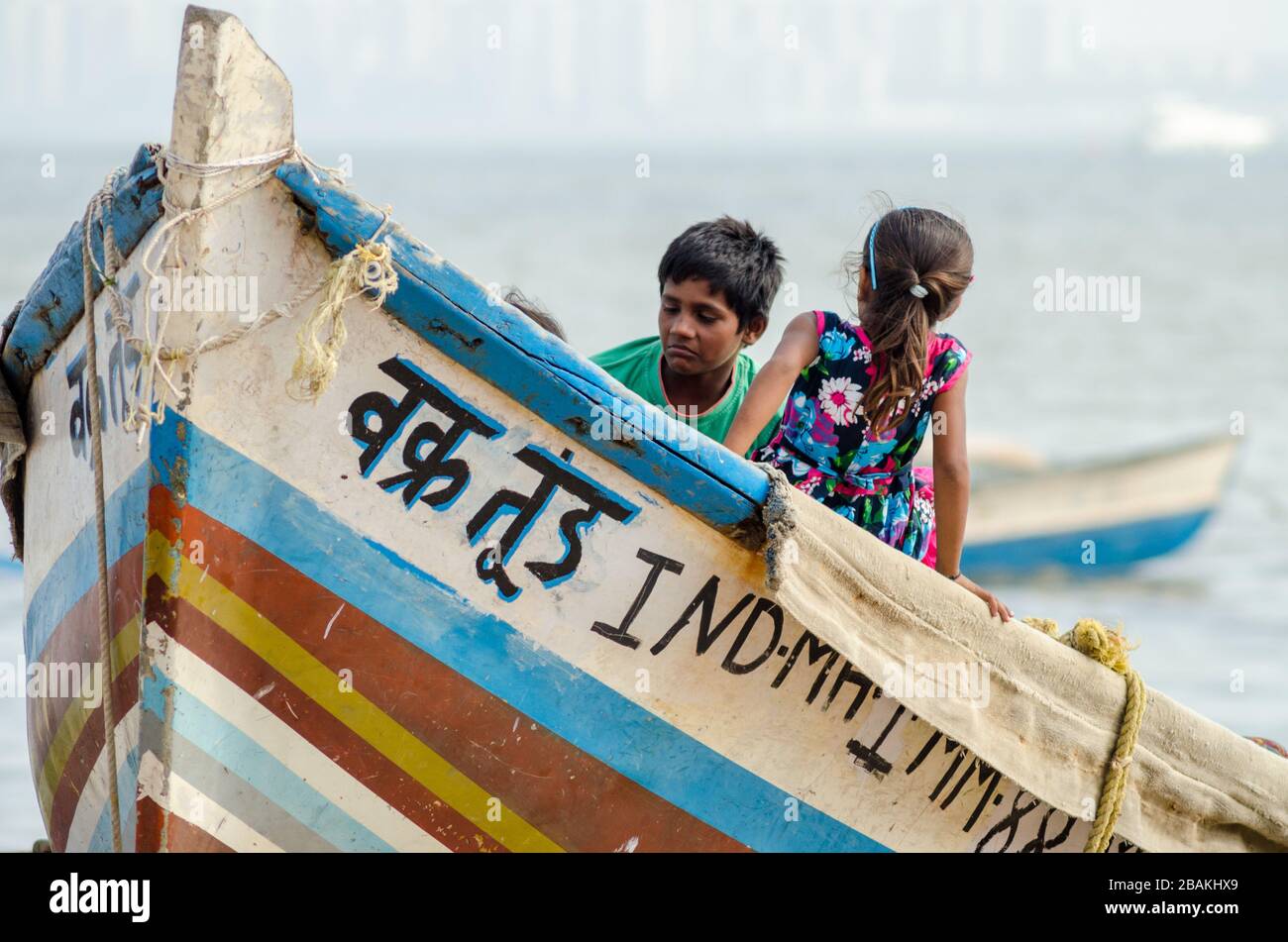 Indian girl playing in river hi-res stock photography and images - Alamy