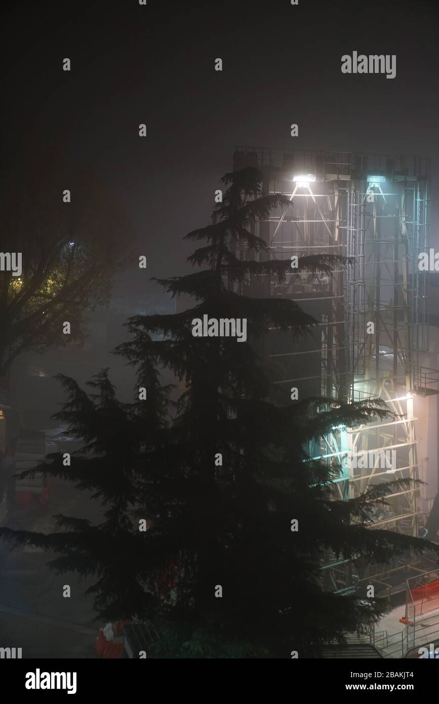 Construction site of the new 4 blue metro line direct to Linate airport ...