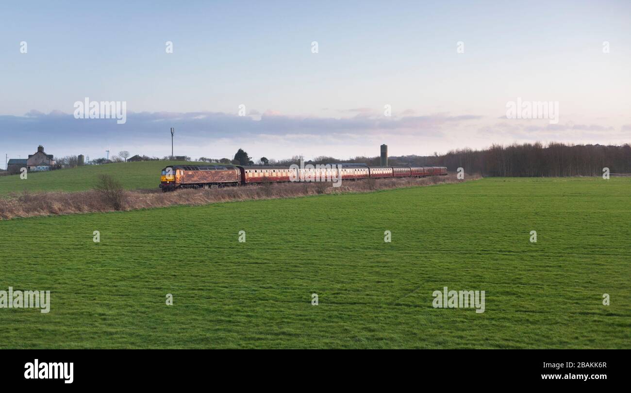 West coast Railways class 47 locomotive 47832 on the single line ...