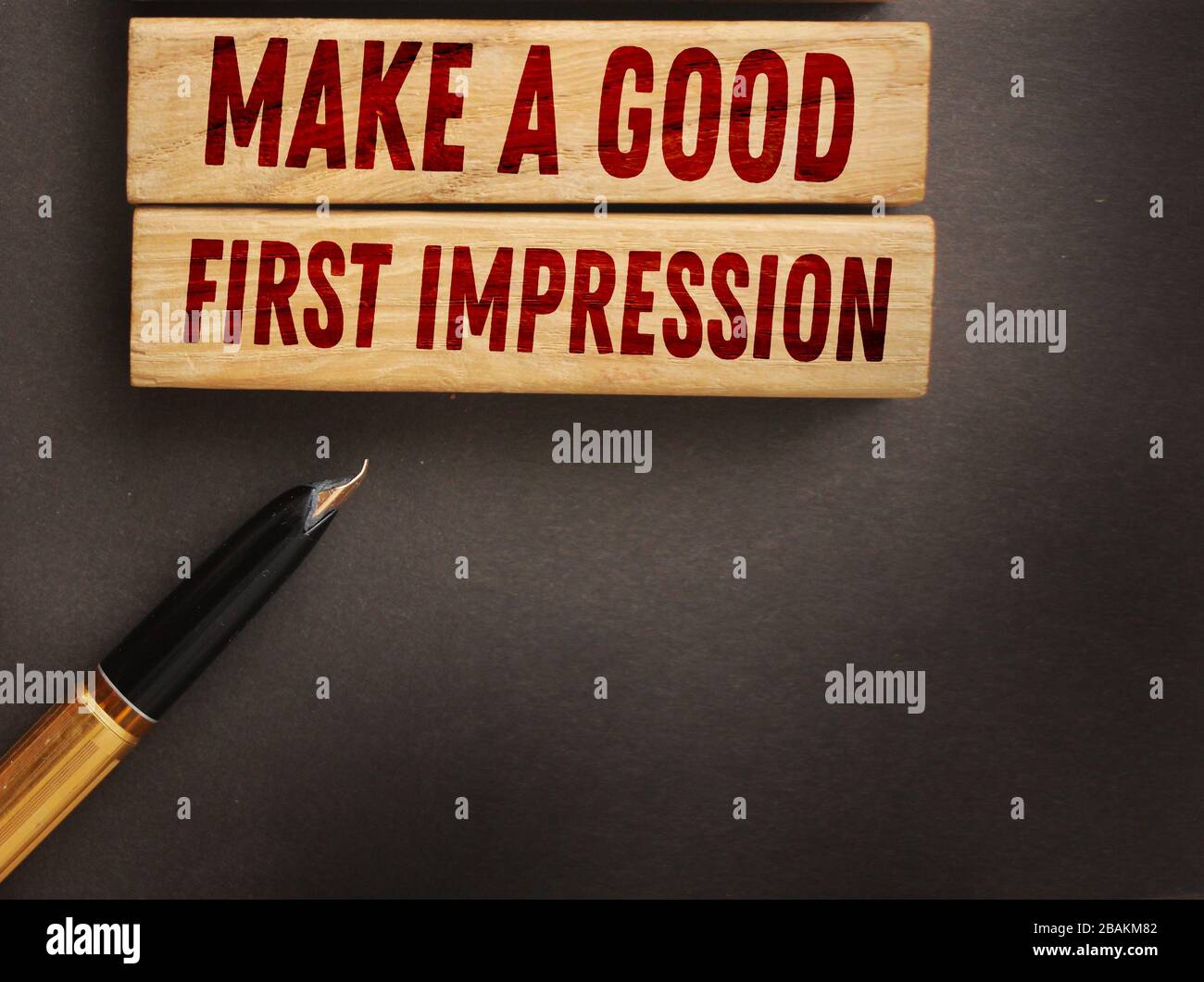 Make a good first impression words on wooden blocks. Human resourses HR ...