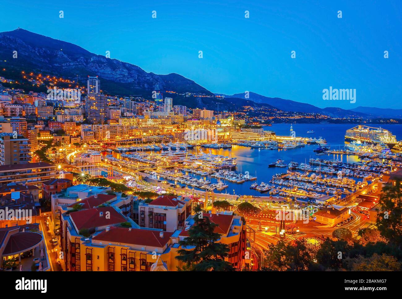 panoramic view of monte carlo, monaco at night Stock Photo - Alamy