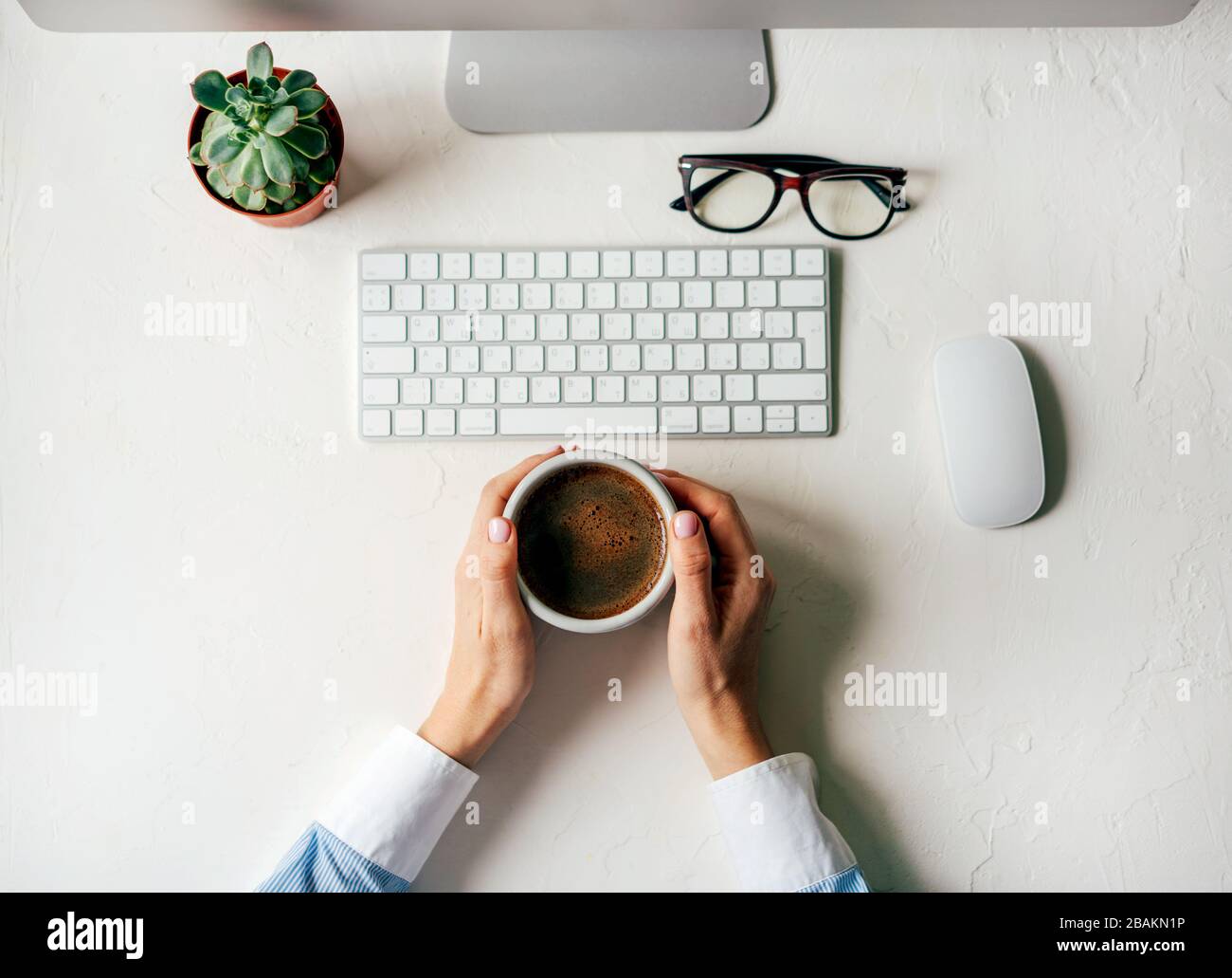 coffee breake keyboard top view Stock Photo - Alamy