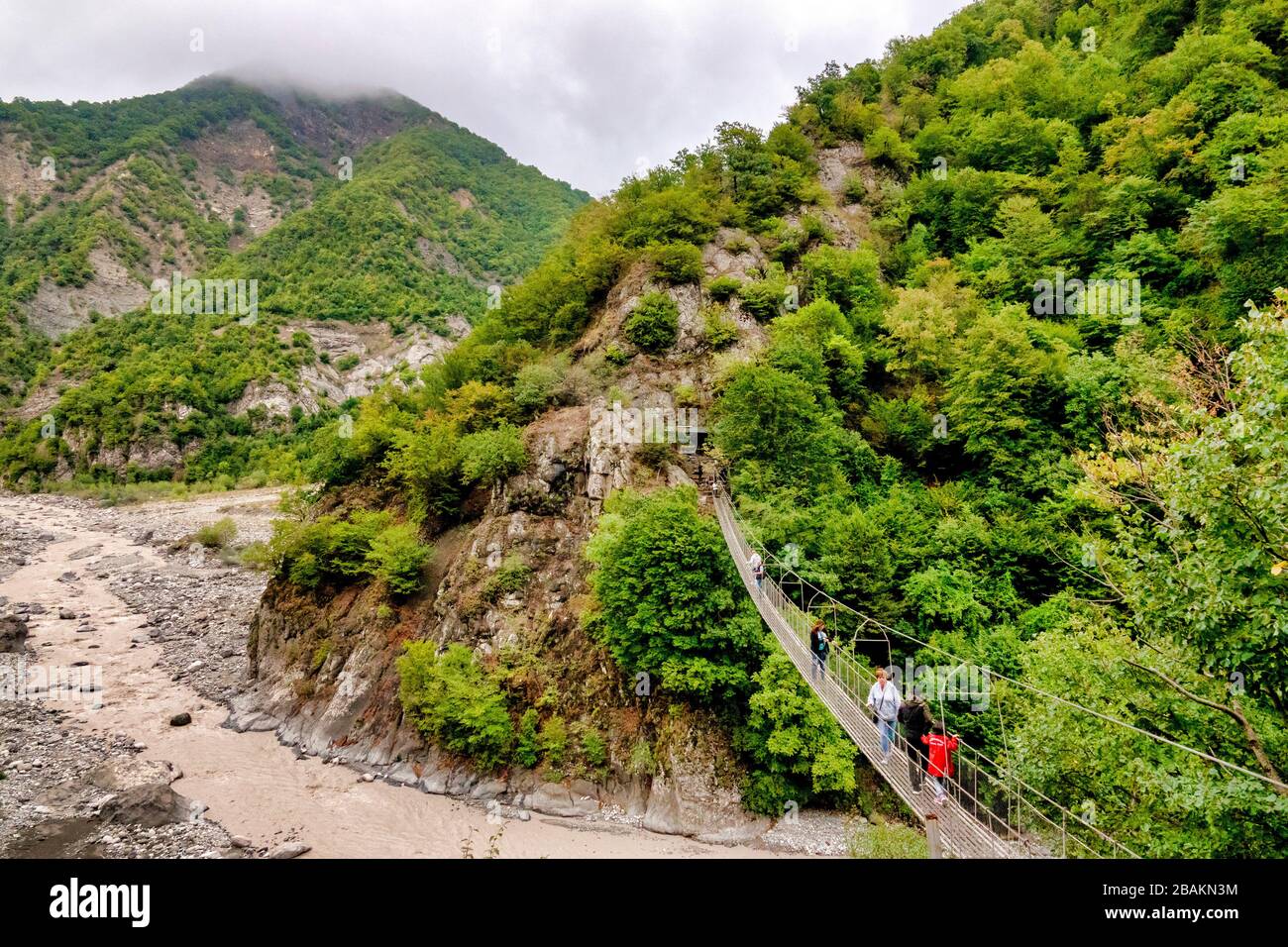 Simple suspension bridge near Lahic, Azerbaijan Stock Photo - Alamy