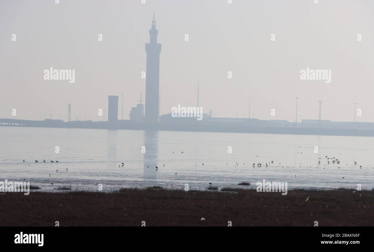 Grimsby Dock Tower in the Mist Stock Photo - Alamy