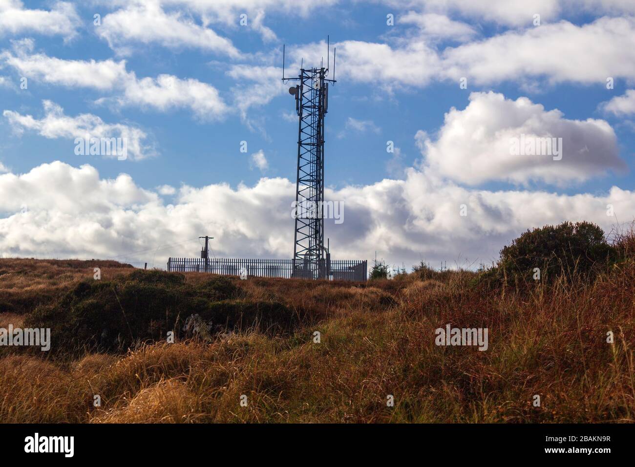 Image of the telecommunication mast on Esk Mountain, Ireland Stock ...