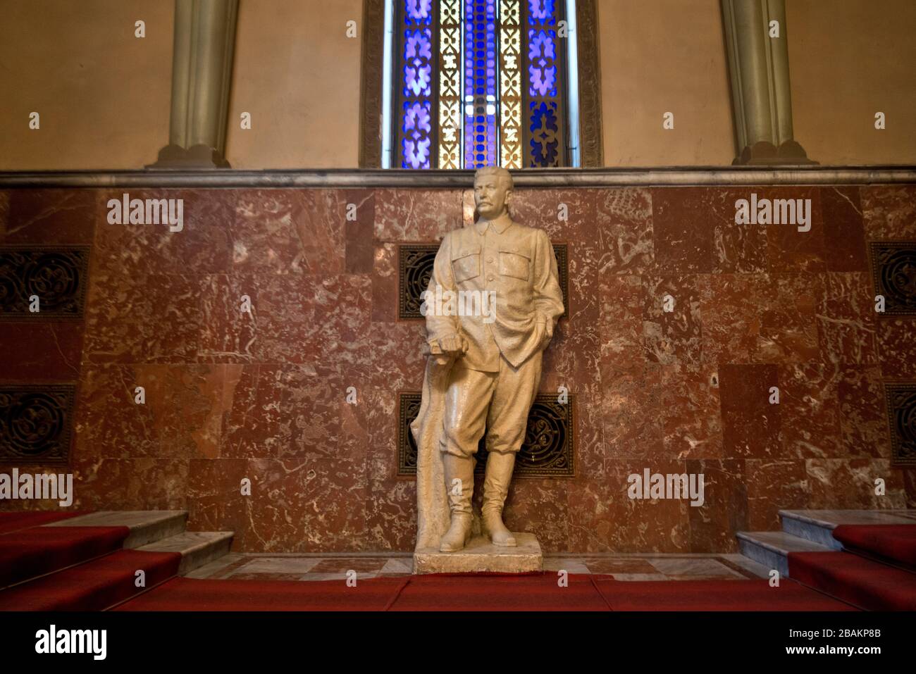 Joseph Stalin statue at the central hall of Stalin Museum. Gori ...