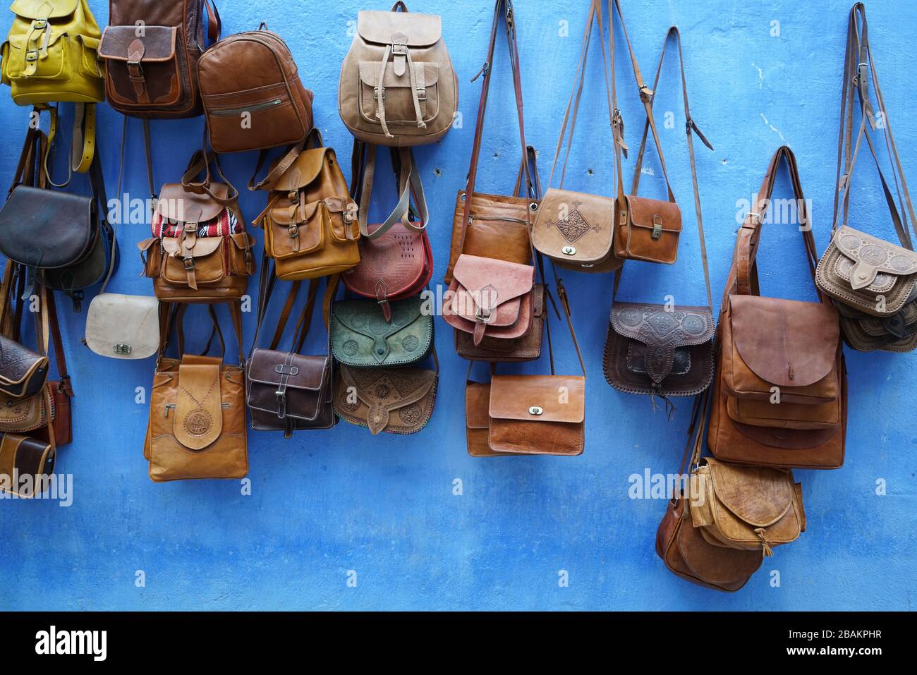 Moroccan traditional bags shop, Kasbah, Chefchaouen, the blue pearl ...