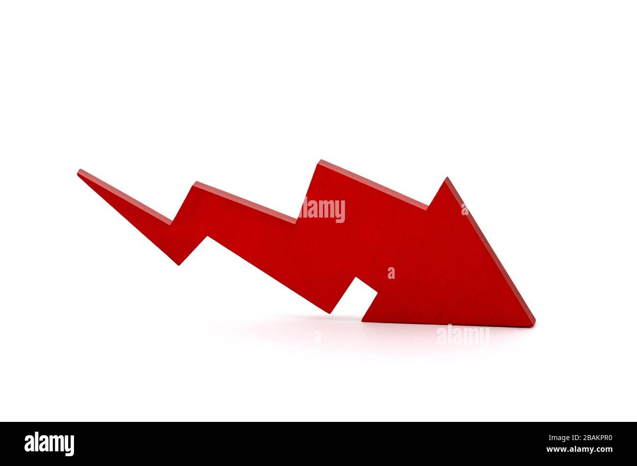 Falling red arrow on white background with clipping path Stock Photo ...