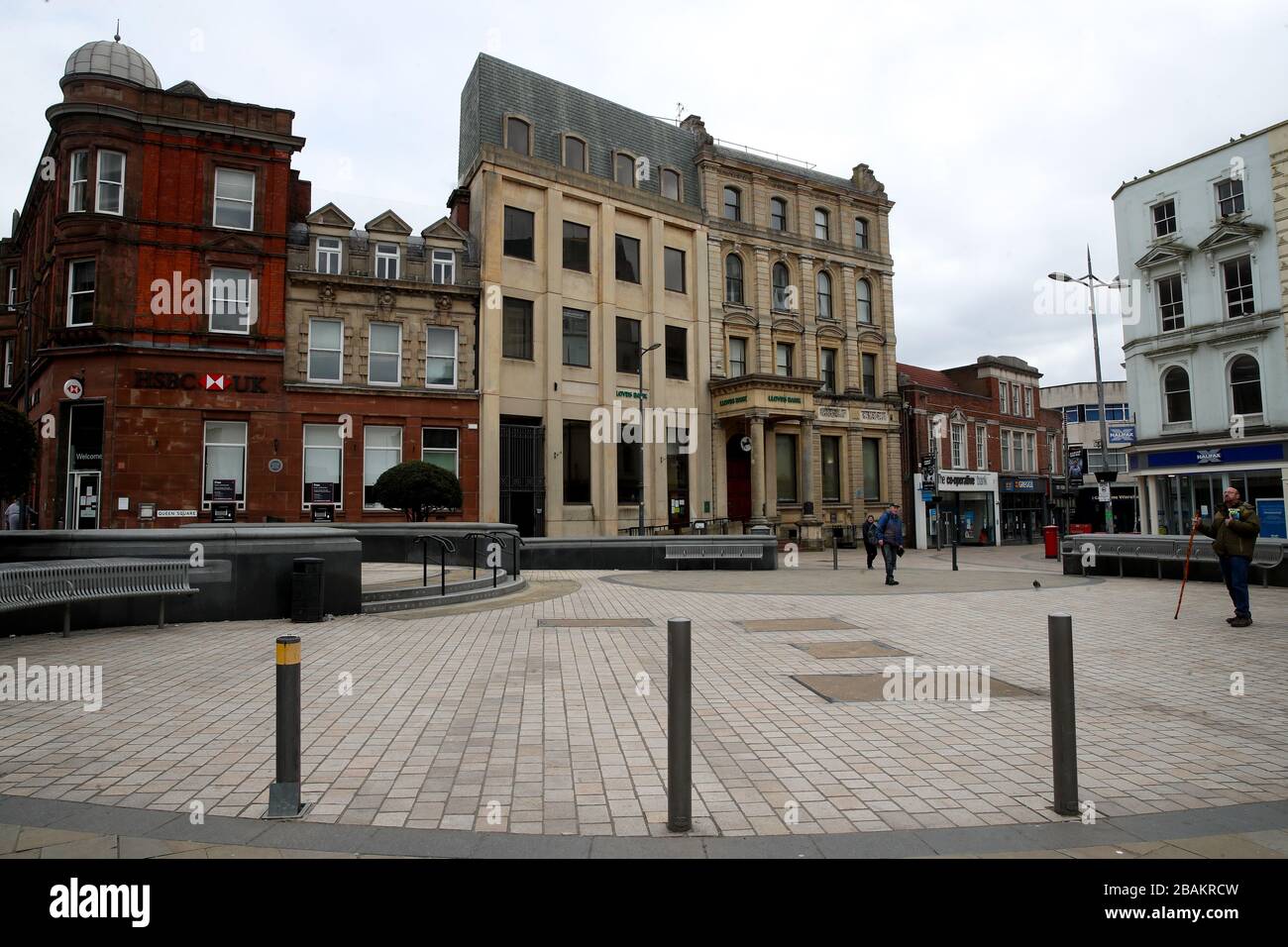 Queens Square in Wolverhampton city centre remains nearly empty as the ...