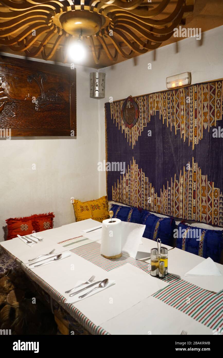 Traditional moroccan restaurant, The Kasbah, Chefchaouen, the blue ...