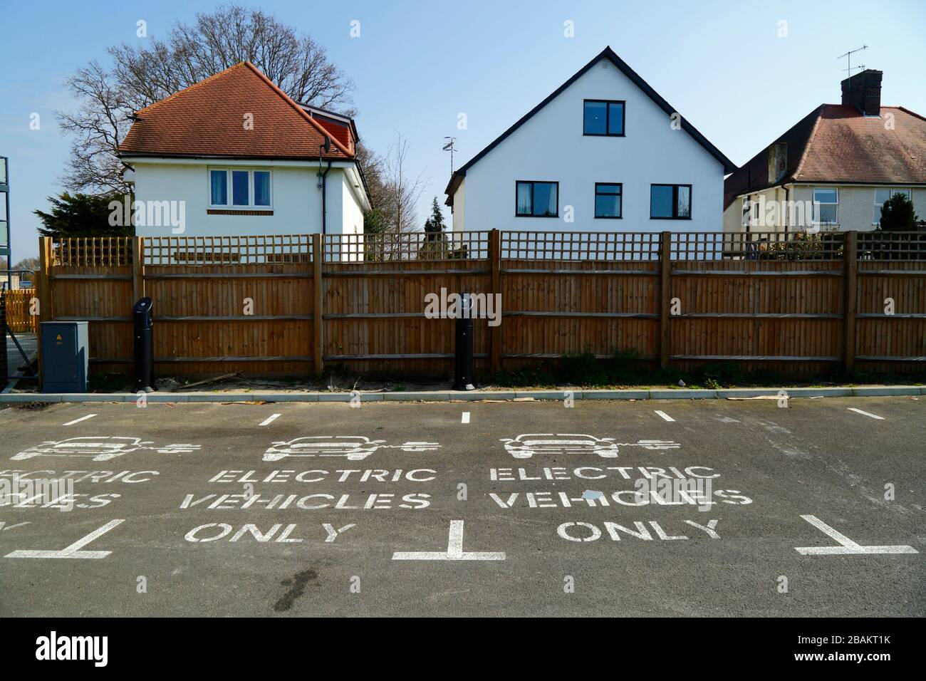 Parking spaces for electric vehicles in Yew Tree Road car park ...