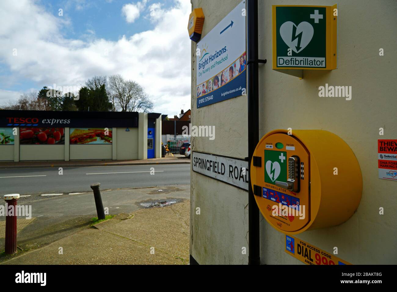 Community Heartbeat Trust defibrillator on corner of Springfield Road ...