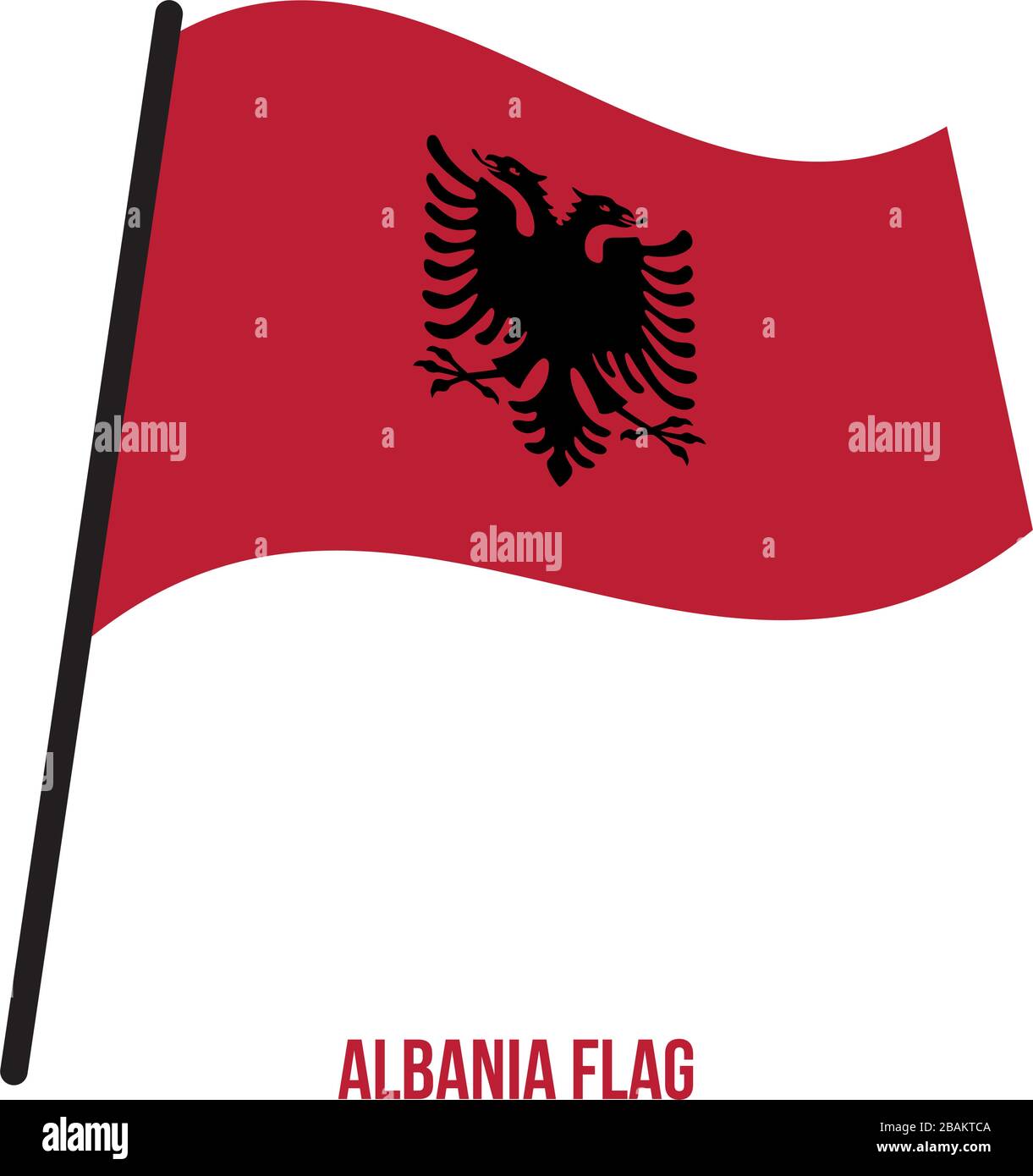 Albania Flag Waving Vector Illustration on White Background. Albania ...